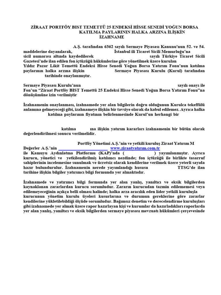 ZTM - BIST Tem. 25 End. HSY BYF - Zahname 05082024 | PDF