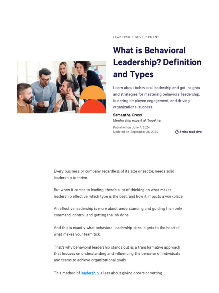 Understanding Behavioral Leadership | PDF | Mentorship | Leadership