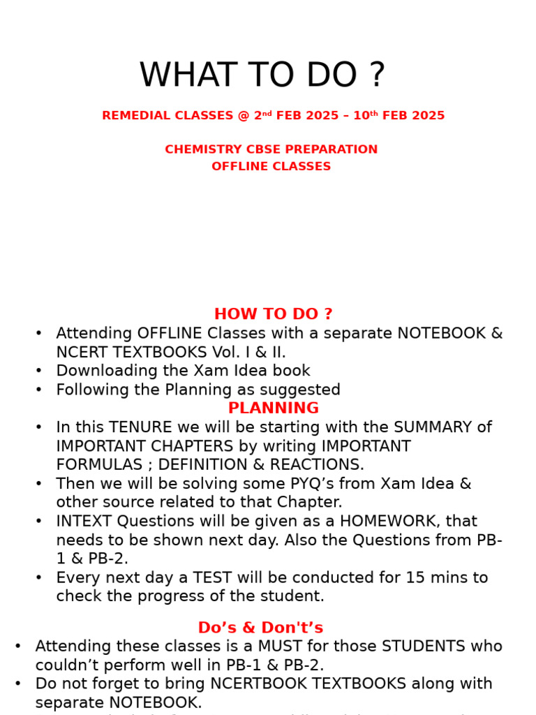 Chem Remedial Classes | PDF