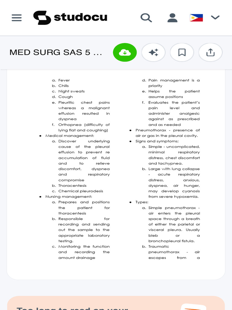 MED SURG SAS 5 Reviewer - Major Function of The Lungs A. Oxygenate and ...
