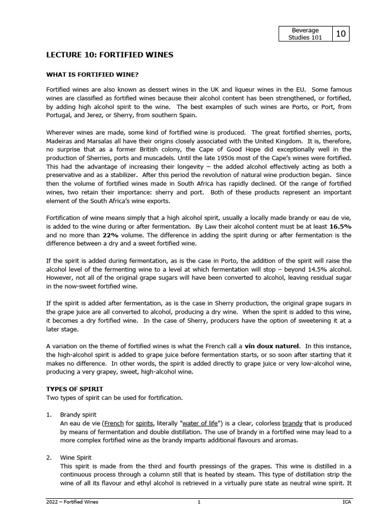 Understanding Fortified Wines 101 | PDF | Wine | Alcoholic Drinks