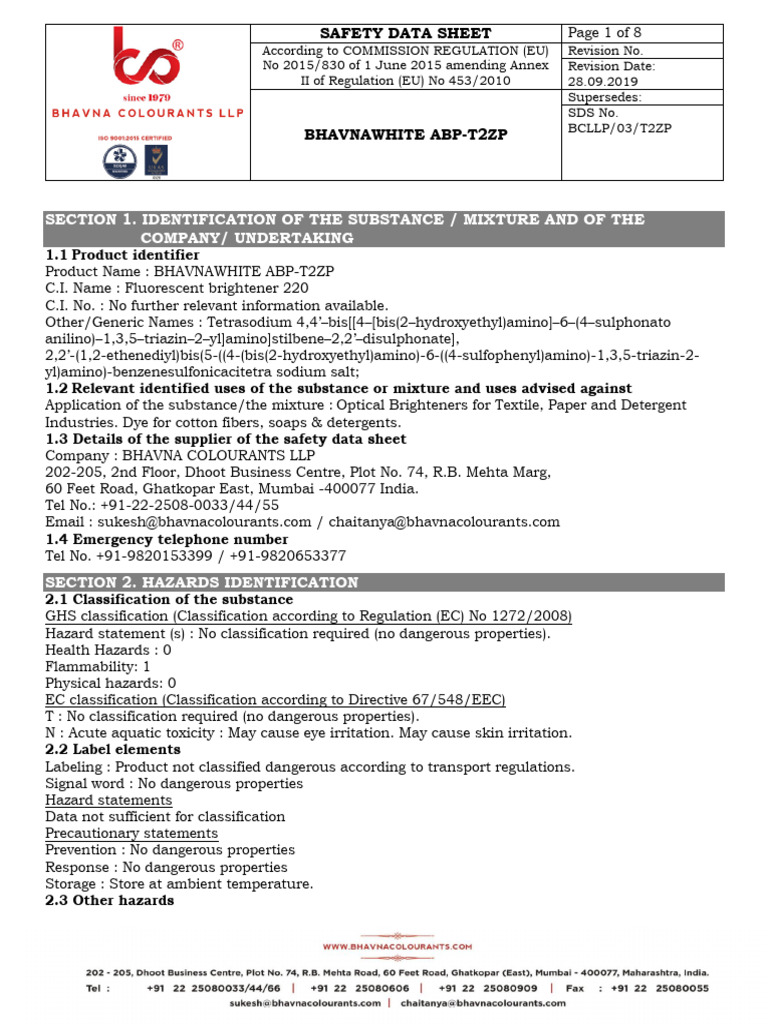 02 - New Bhavnawhite Abp-T2zp | PDF | Toxicity | Occupational Safety ...