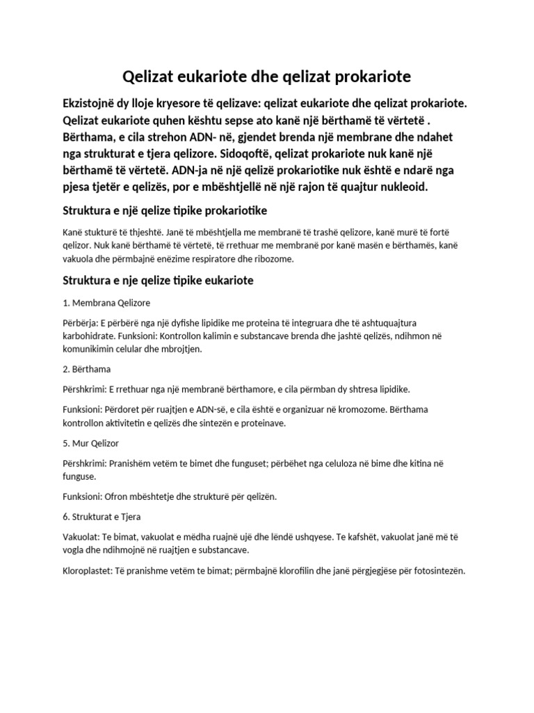 Qelizat Eukariote Dhe Prokariote | PDF