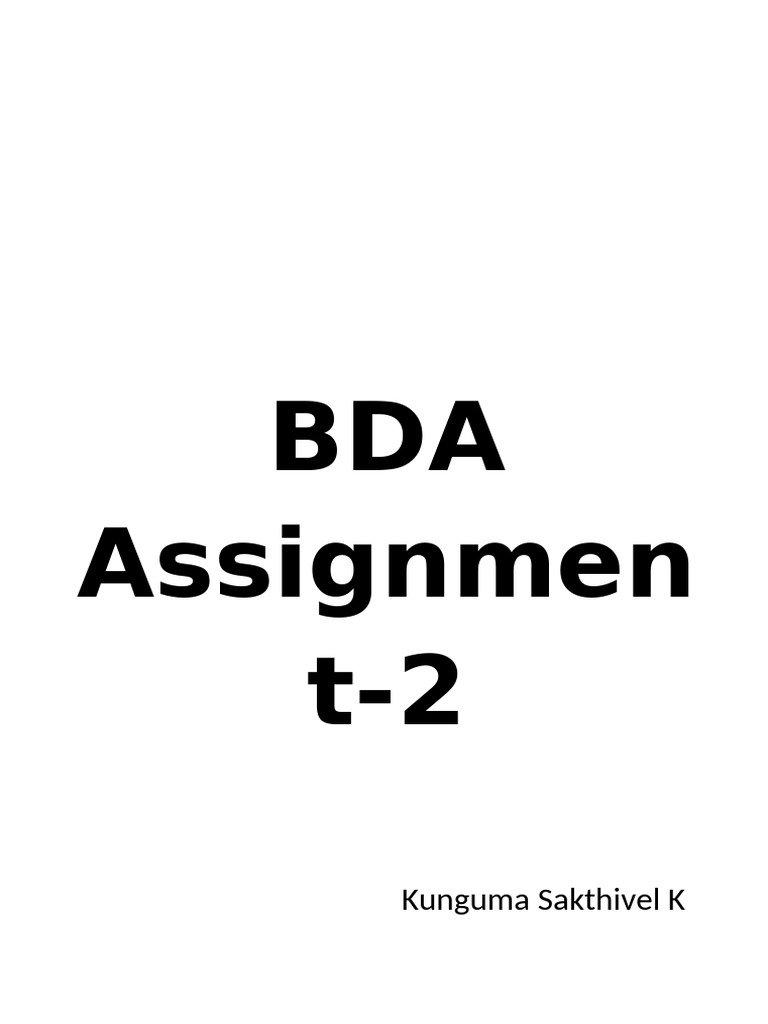 Big Data Analytics Assignment 2 | PDF