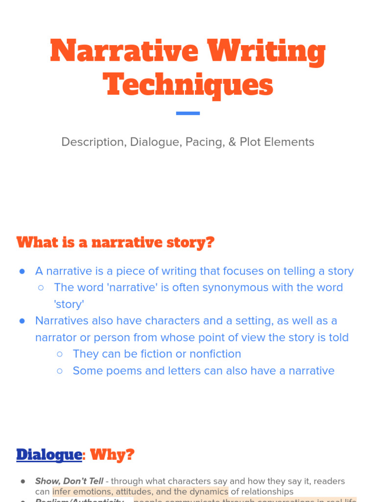 Narrative Writing Techniques | PDF | Quotation Mark | Narrative