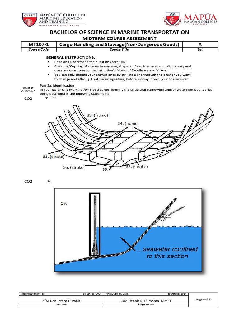 Questionnaire 31-40 MIDTERMS MT107-1 Set A | PDF | Water Transport | Ships