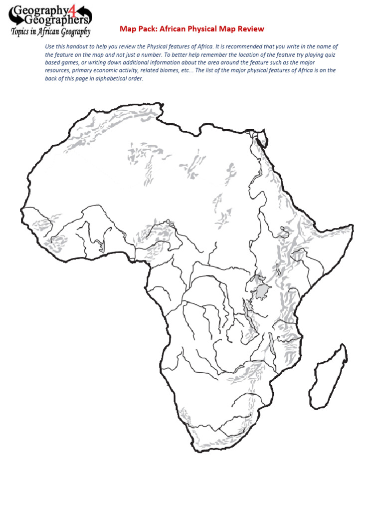Africa Physical Features Blank Map Staaten Und Hauptstädte Afrikas