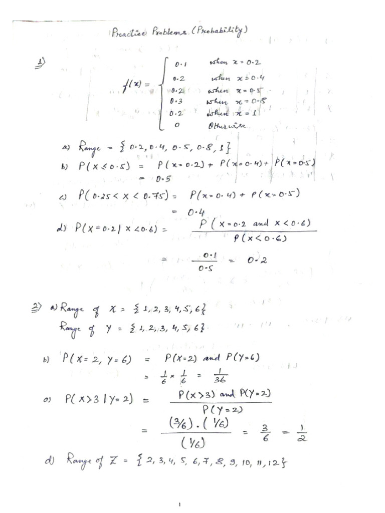 Probability Problem Sheet Solution | PDF