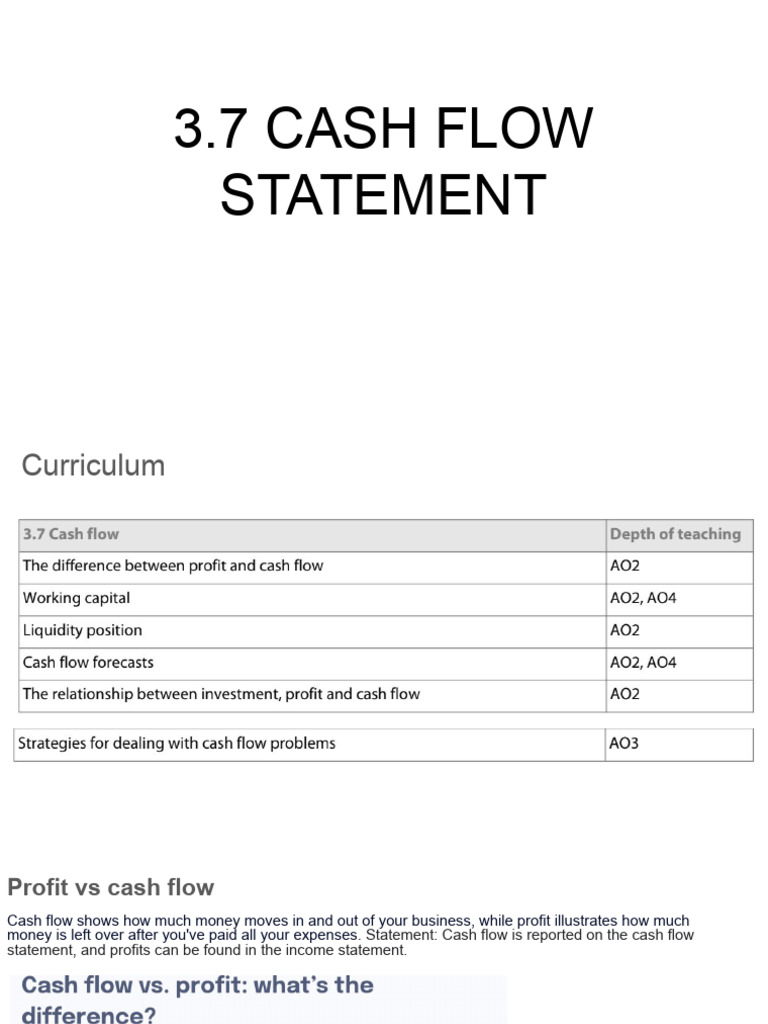 3.7 Cash Flow Statement | PDF | Working Capital | Investing
