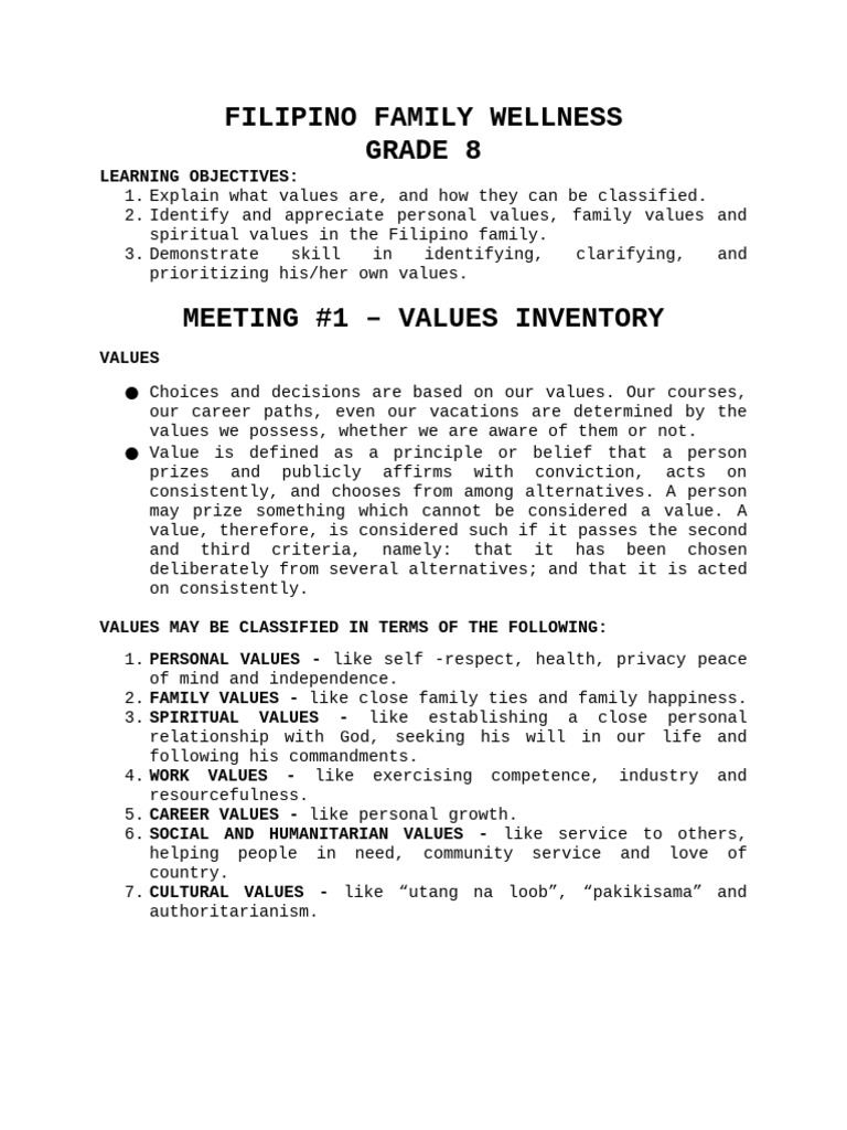 RHGP 3 Filipino Family Wellness GR 8 | PDF