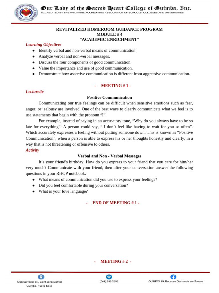 RHGP 4 Academic Enrinchment GR 8910 | PDF | Nonverbal Communication ...