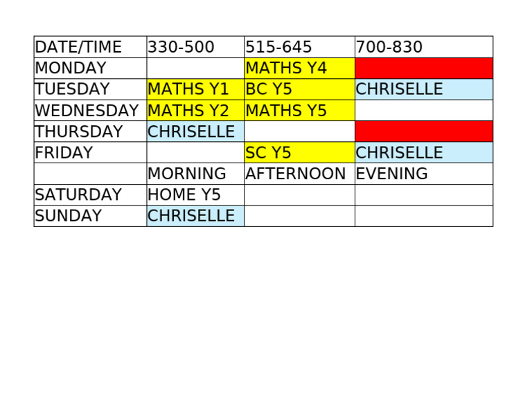 Tuition Time Table | PDF