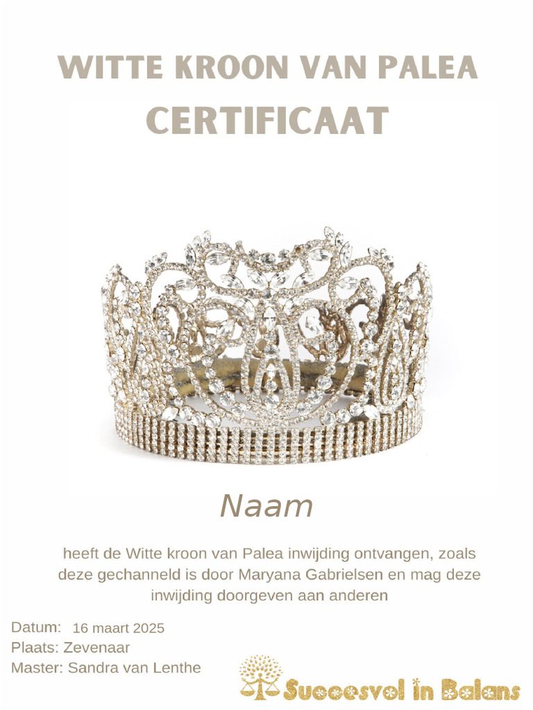 Witte Kroon Van Palea Certificaat PNG | PDF
