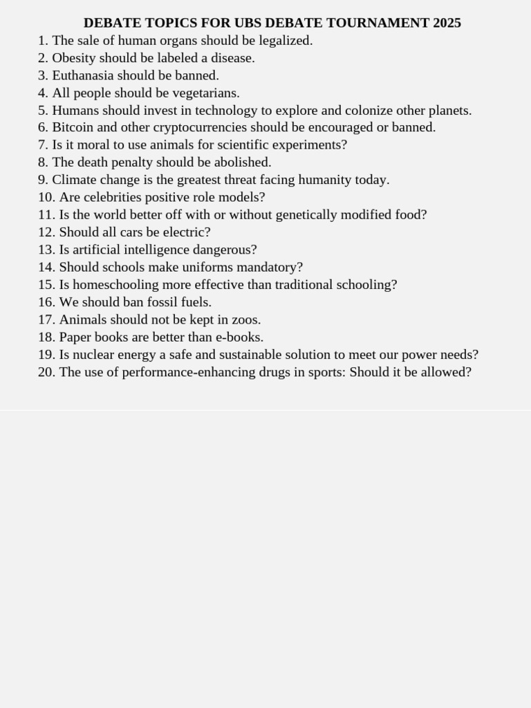 Controversial Debate Topics 2025 | PDF
