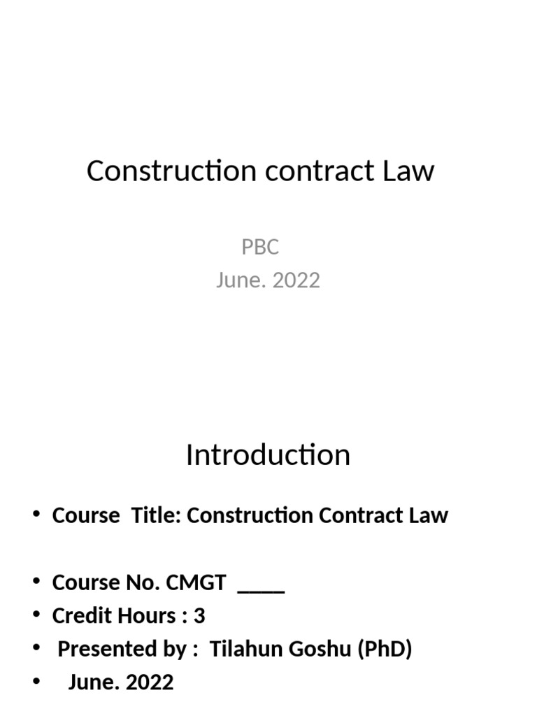 Construction Contract Law Overview | PDF | Jurisprudence | Crimes