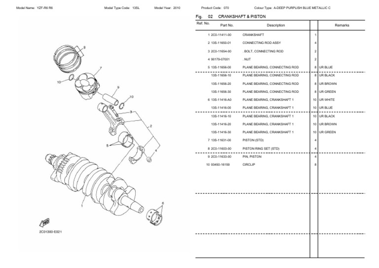 Yzf-R6 R6 Crankshaft & Piston | PDF | Piston | Vehicle Parts