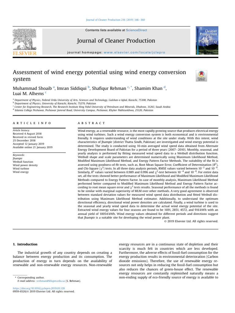 Wind Energy Potential in Jhampir, Pakistan | PDF | Mean Squared Error ...