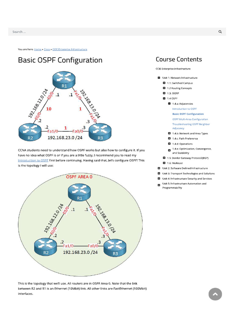 Basic OSPF Configuration | PDF