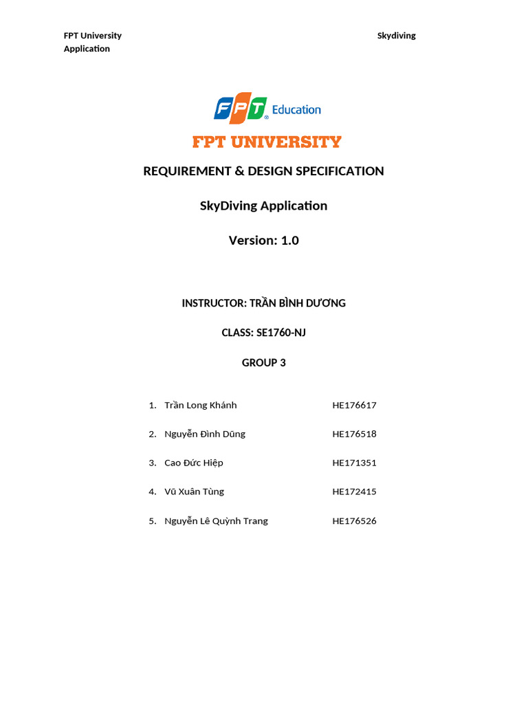 SWD392 - Project Requirement & Design Specification - SkyDiving Application | PDF | Parachuting ...