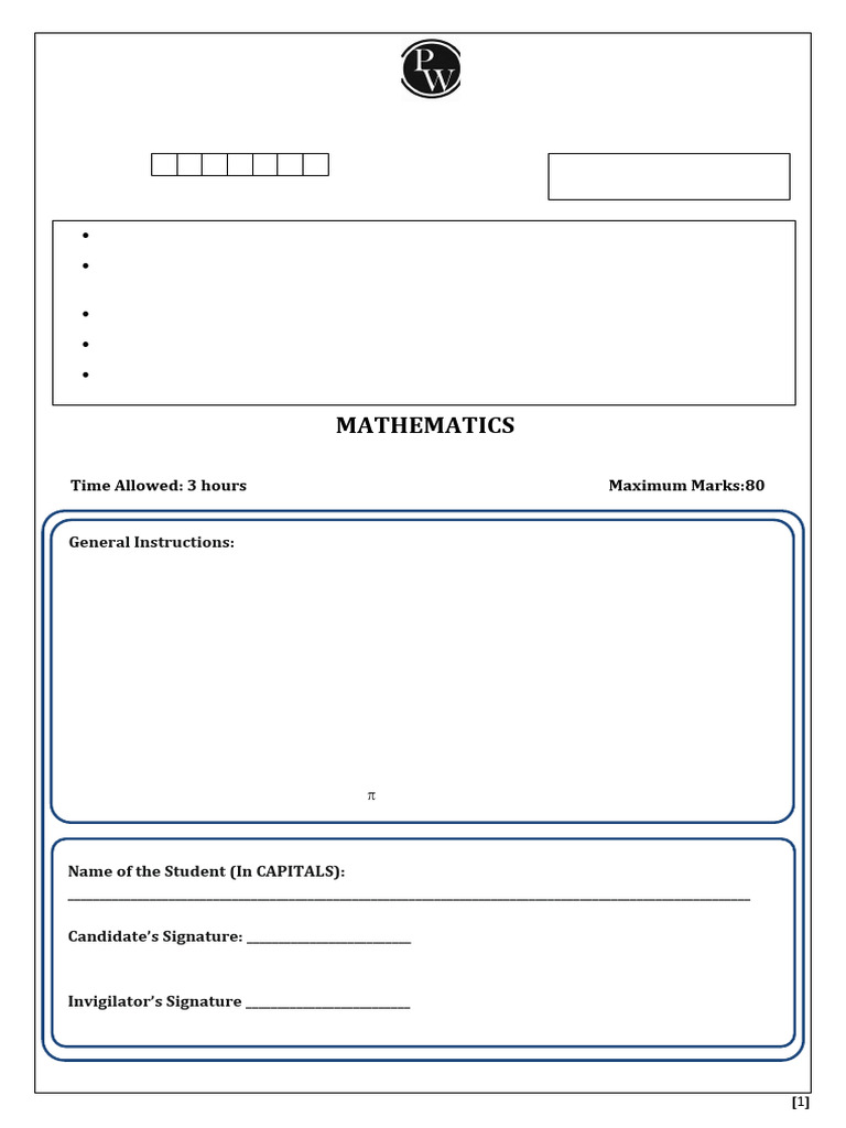 Class - 10th - Maths - Question - Paper - 8 | PDF | Quadratic Equation ...