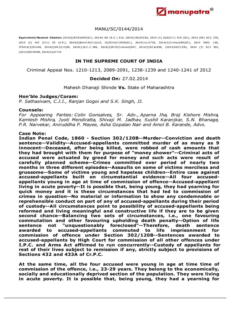 Mahesh Dhanaji Shinde Vs State of Maharashtra 2702s140145COM685689 ...