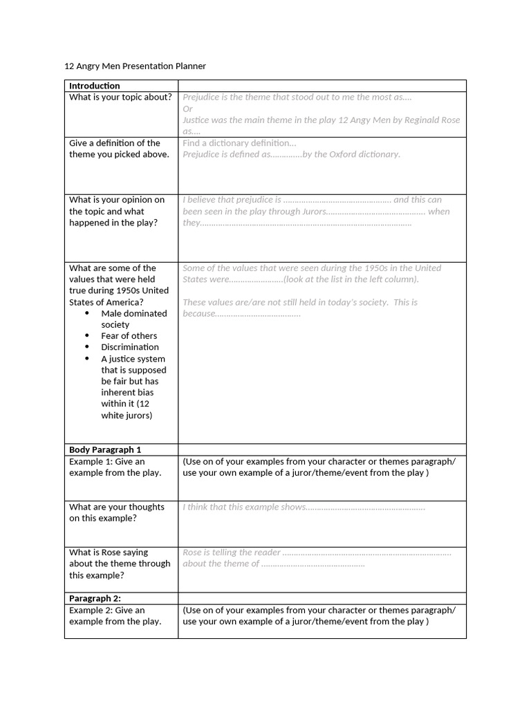 12 Angry Men Presentation Planner Modified | PDF | Social Psychology