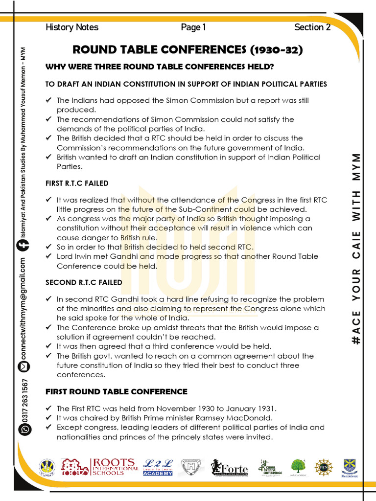 Round Table Conferences Notes and Solved Past Papers 2023-24 | PDF ...