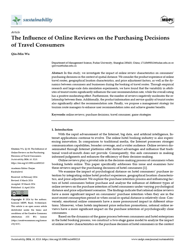 The Influence of Online Reviews On The Purchasing | PDF | Pricing | Utility