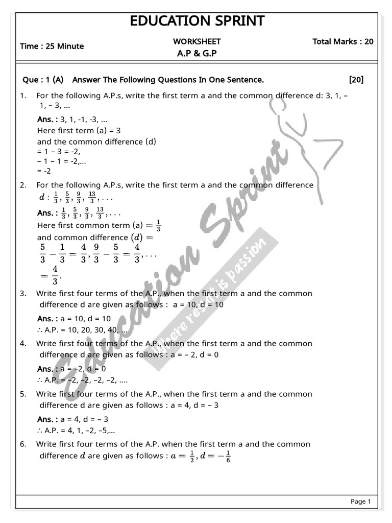 A.P. Questions and Answers Worksheet | PDF