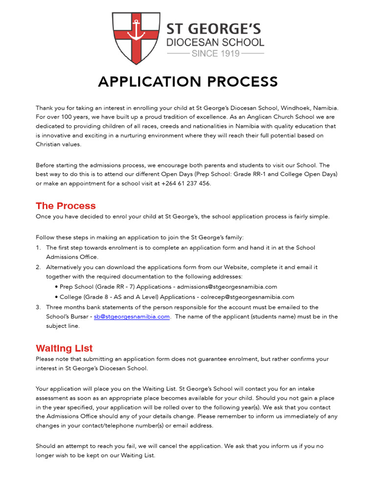 St George's Diocesan School Admissions Guide | PDF | Educational Stages