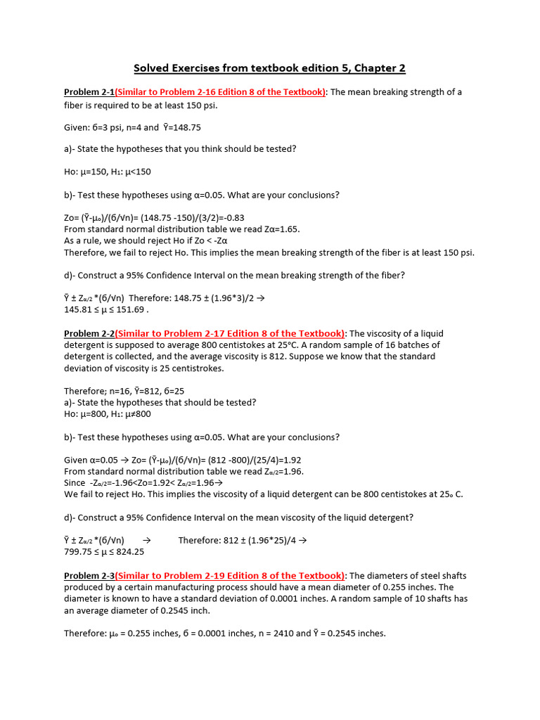 Simple Hypothesis Solved Exercises | PDF | Hypothesis | Statistical Analysis