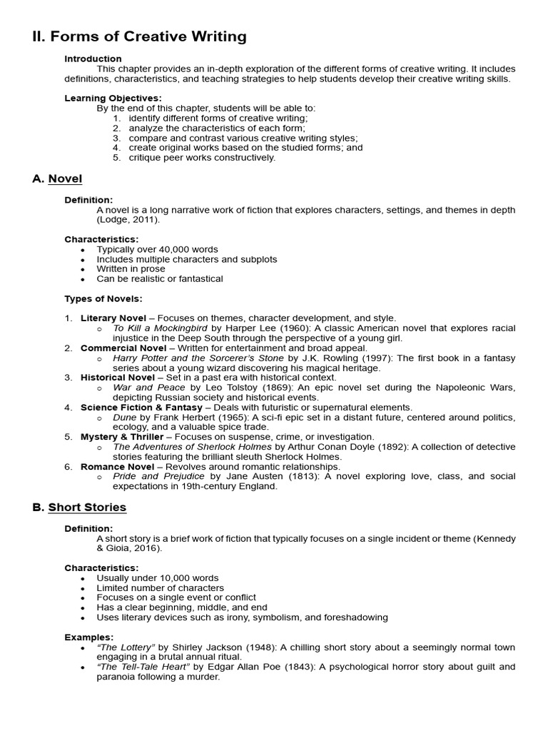 II Forms of Creative Writing | PDF | Poetry | Fantasy