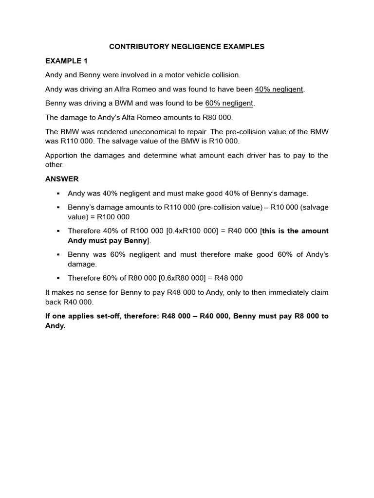 Contributory Negligence Examples | PDF