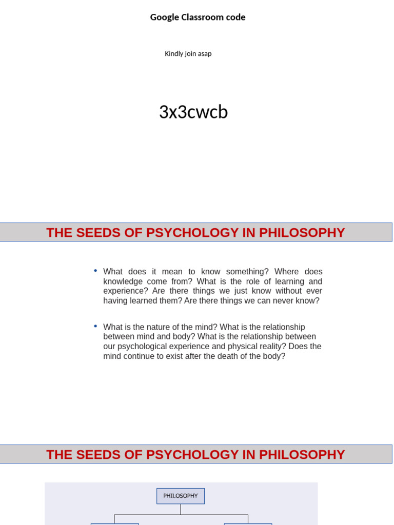 Psychology Roots in Philosophy Explained | PDF | Soul | René Descartes