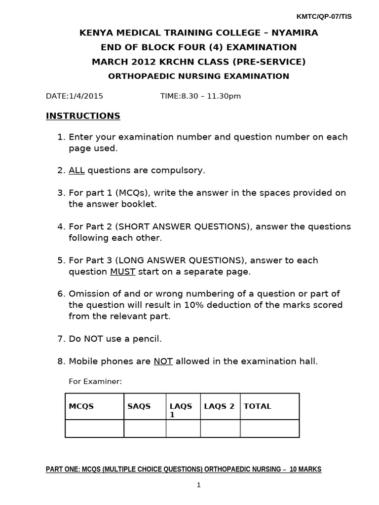 End of Fourth Block - Orthopaedics - Docx (By Arena Students) | PDF ...