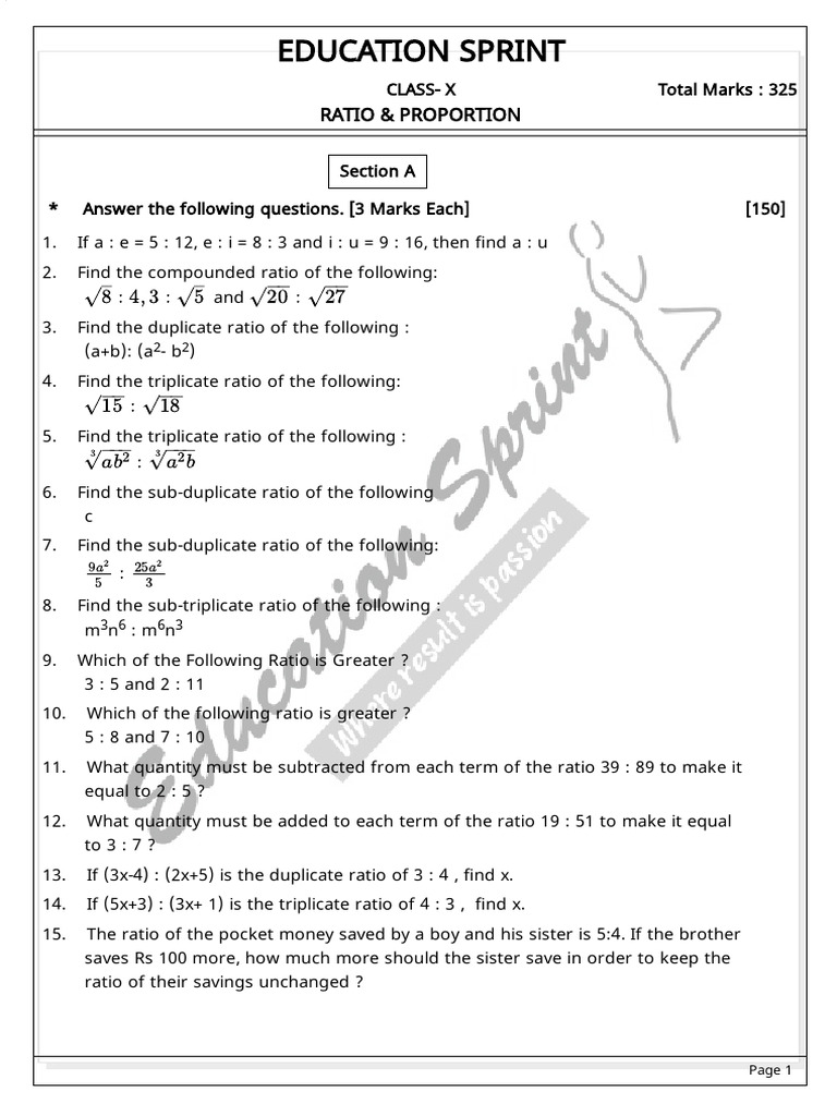 RATIO & PROPORTION Questions | PDF | Ratio | Arithmetic