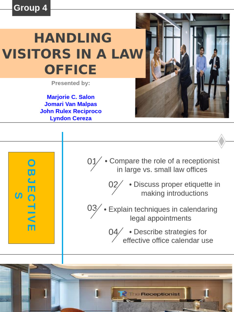 Group 4 3D Handling Visitors in A Law Office | PDF | Paralegal