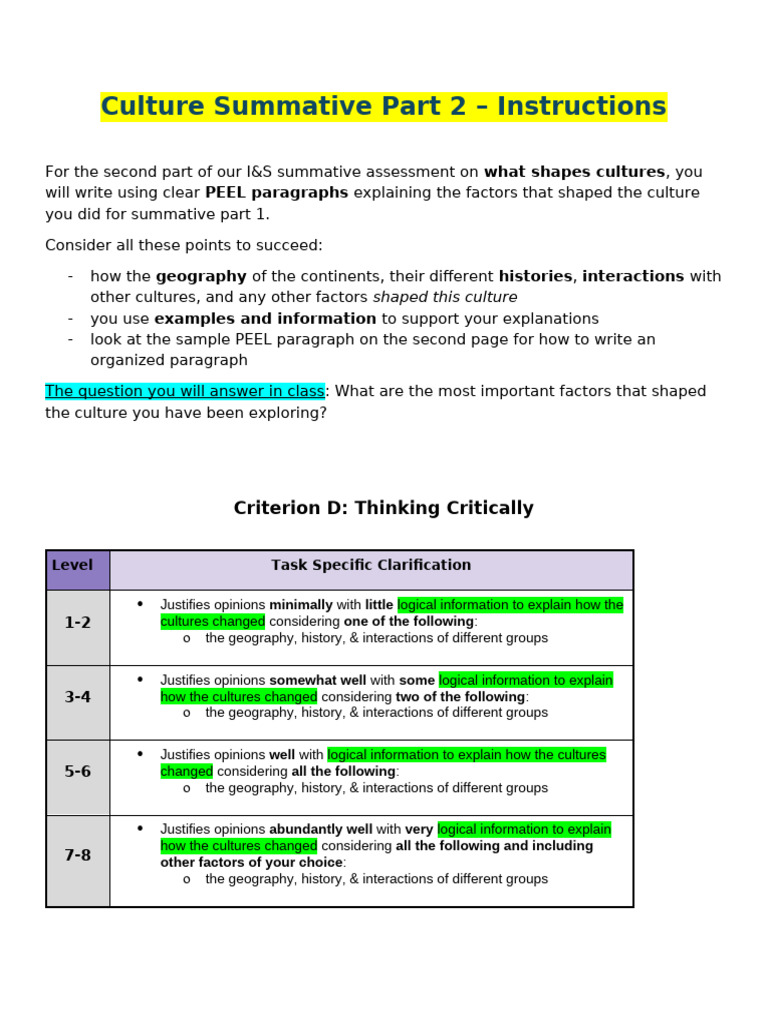 I S Culture Summative Part 2 | PDF | Science