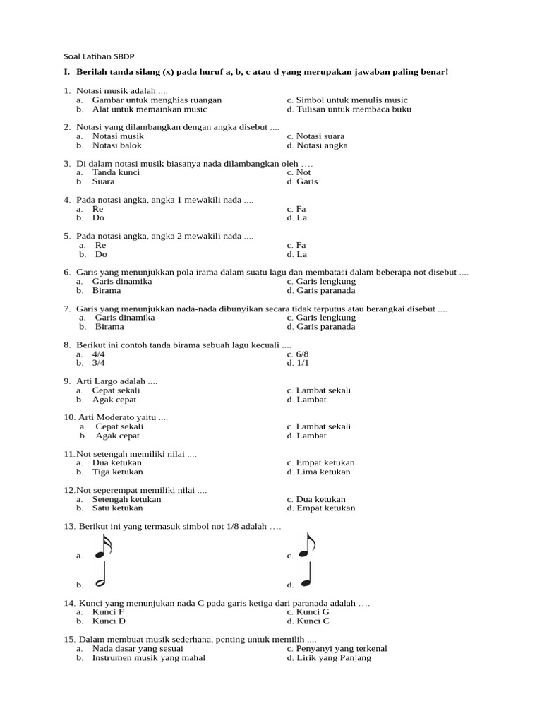 Soal Latihan SBDP U2 Kls 6 | PDF
