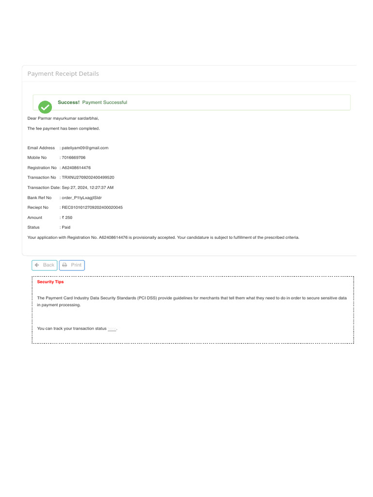 Payment Receipt Confirmation | PDF