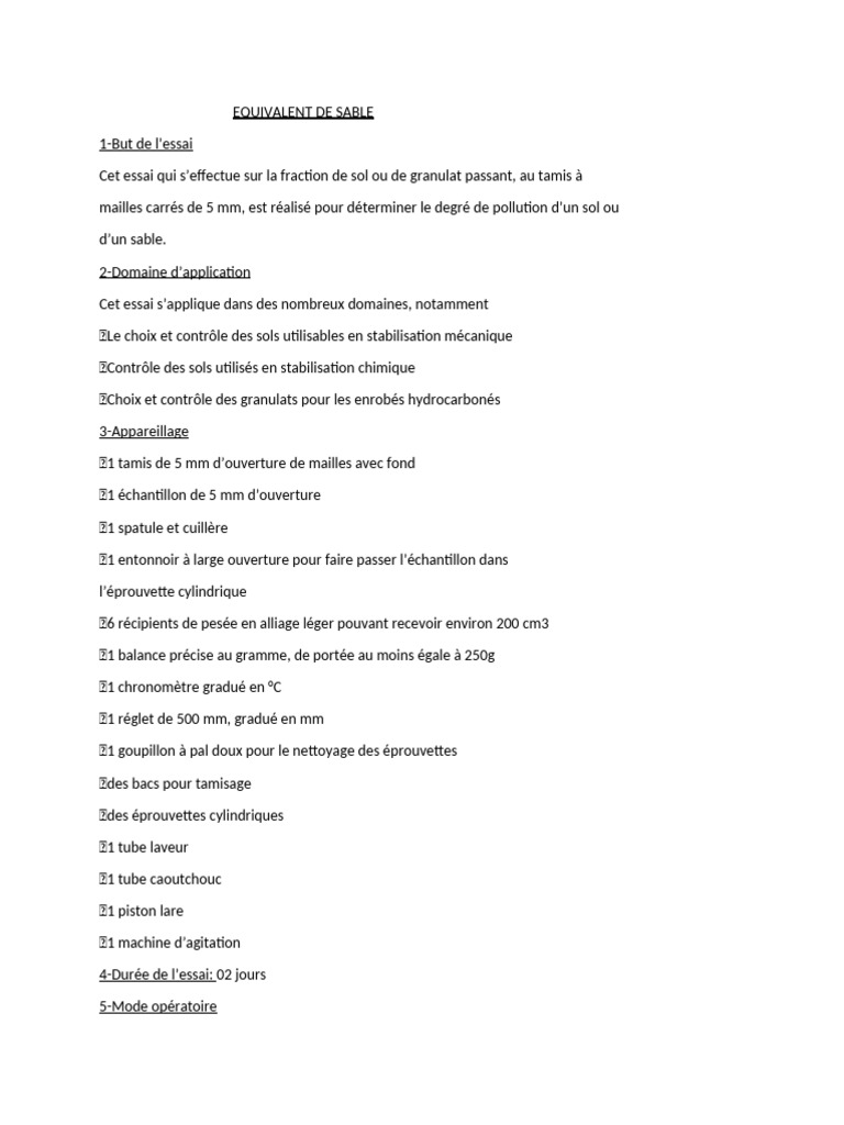 Équivalent de sable rapport | PDF | Sol (pédologie) | Génie géotechnique