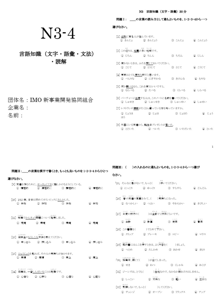 N3 Đề 4 | PDF