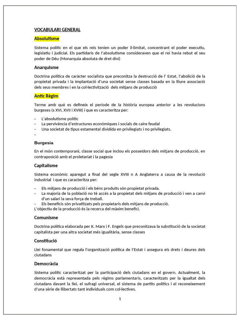 Vocabulari_historiaespanya2nbatxi | PDF