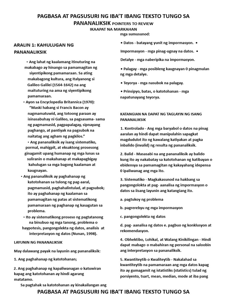 PP - Pointers To Review (4Q) | PDF