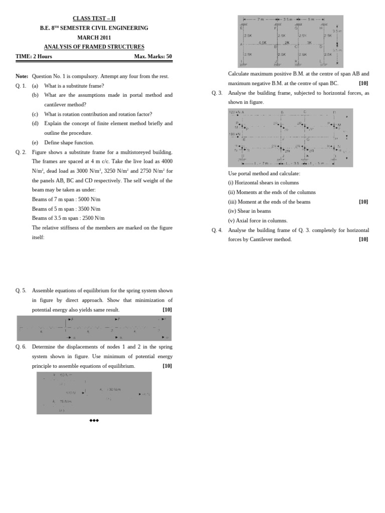 Analysis of Framed structures-ct2-SS - 2011 | PDF | Beam (Structure) | Force
