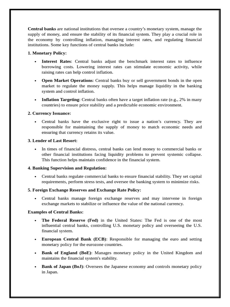 Modern Banking and Insurance UNIT II | PDF | Monetary Policy | Central ...