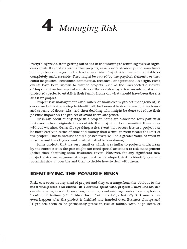 The Essentials of Project Management - (4 Managing Risk) | PDF | Risk ...