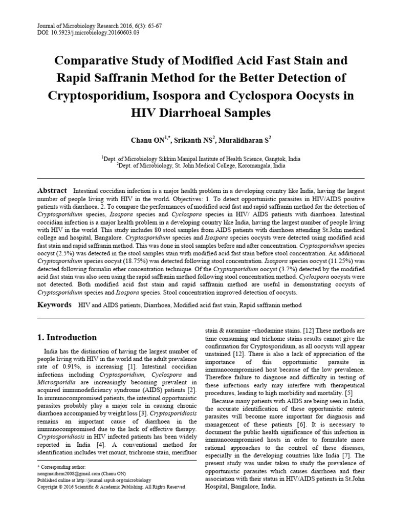 Comparative Study of Modified Acid Fast Stain and Rapid Hsfy4tlauw ...