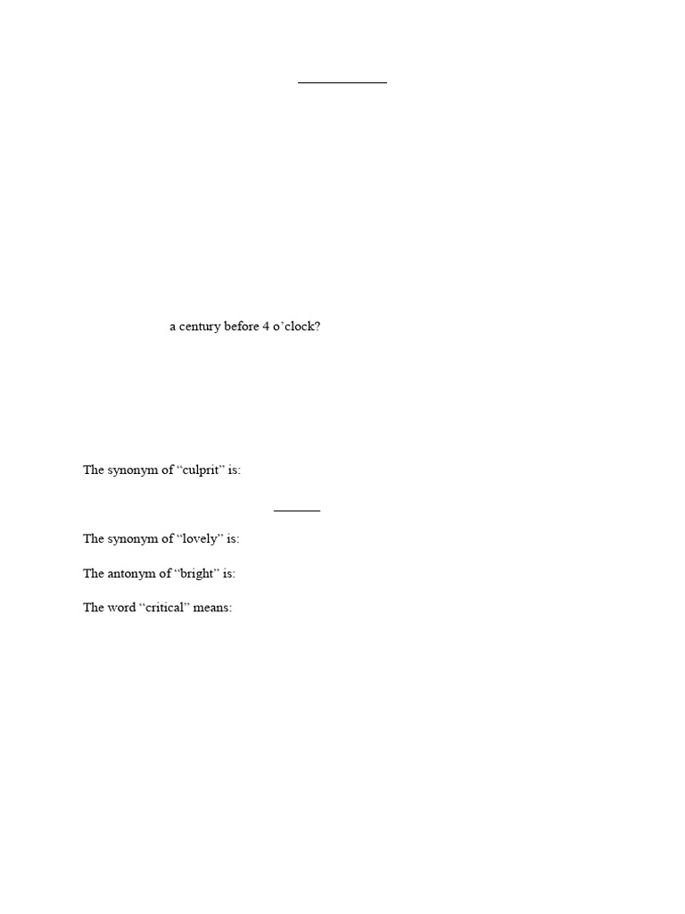 10th Class English Objective Paper | PDF | Grammar | Linguistics