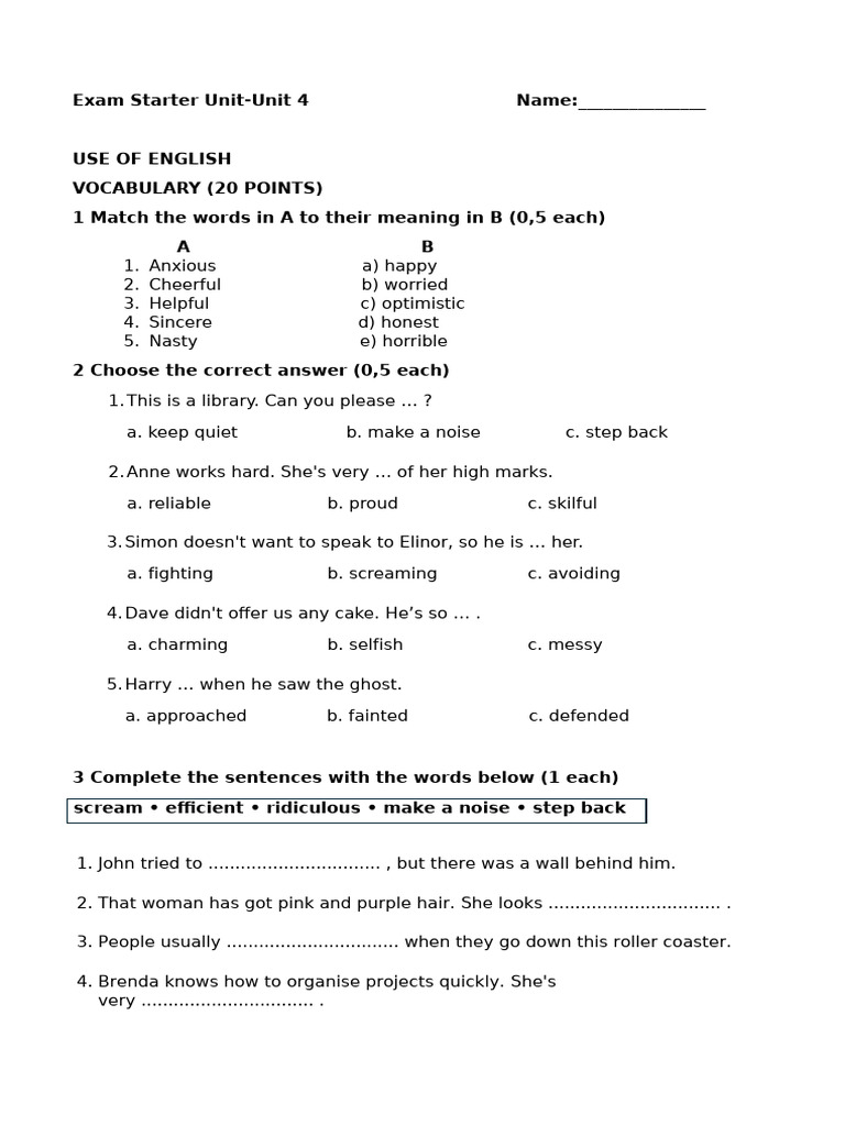 Teamwork 3 ESO Exam Practice | PDF